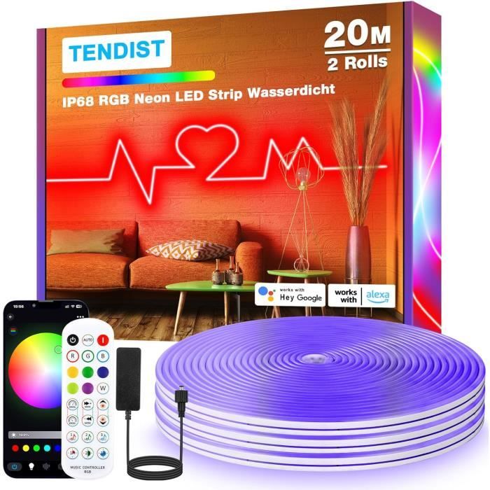 20M Rvb Ip68 Neon Ruban Led Flexible, Wifi Etanche Led Ruban Exterieur ...