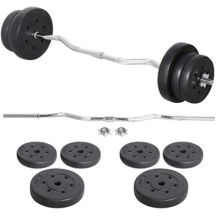 Ensemble d’haltère 25 kg Kit Barre de Musculation Exercices de Fitness ...