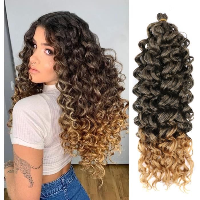 Lot de 6 paquets d'extensions de cheveux bouclés Hawaï bouclés au crochet - 50,8 cm - Vague de l ...