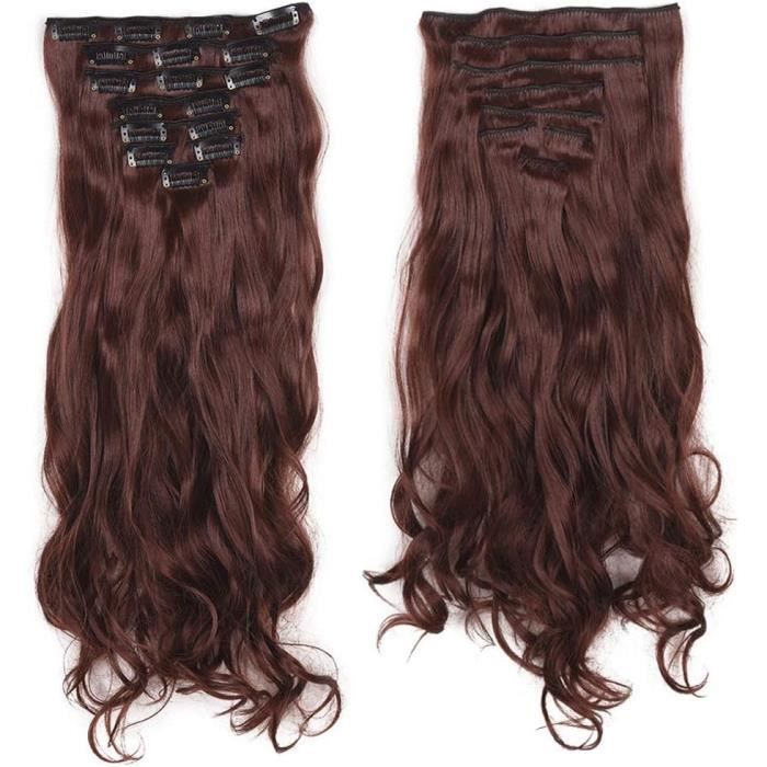 Extension A Clip Cheveux Naturel Ondulé Bouclés Extensions Cheveux ...
