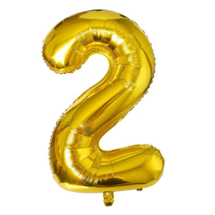 BALLON DECORATIF,32inch number 2--Ballons confettis en Latex or noir ...