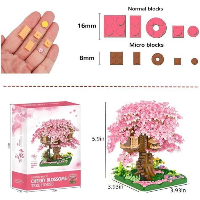 Sakura Arbre Maison Construire Bloc, 2028 Pièces Ensemble de ...