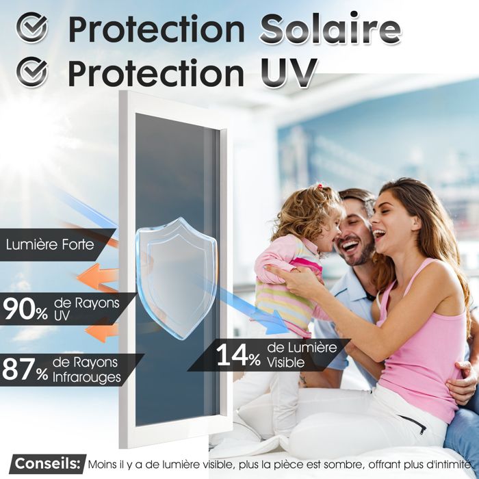 Rabbitgoo Film Anti Regard Fenetre Adhesif Effet Miroir sans Tain pour Vitre Papier Miroir ...