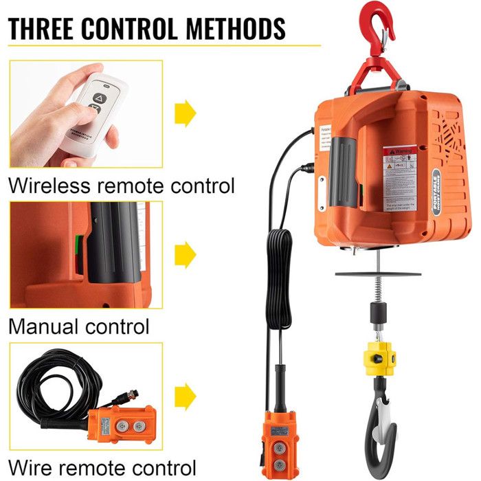 Treuil Électrique 3 En 1 1500W Portable Avec Télécommande Sans Fil Et ...