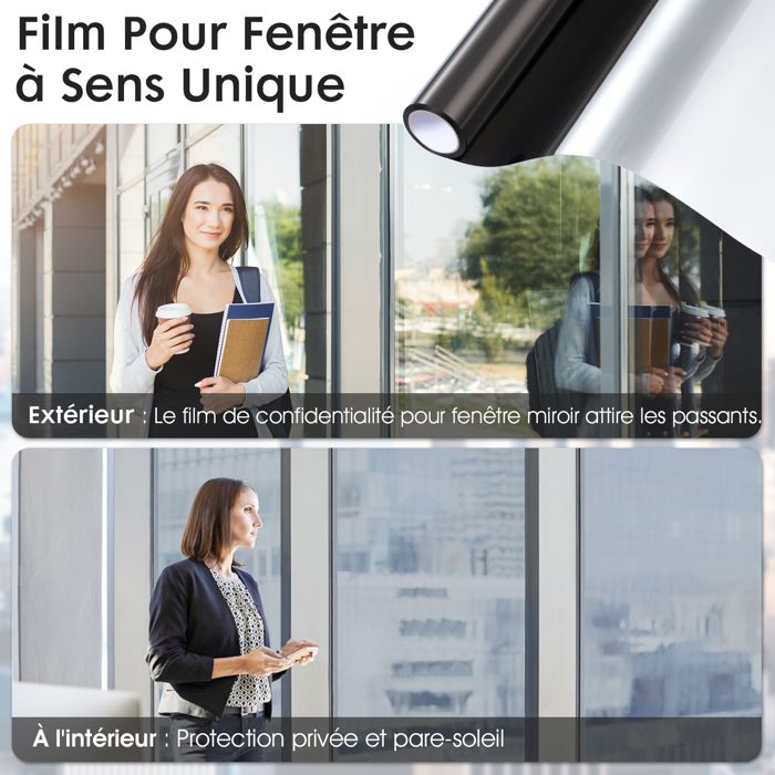 Rabbitgoo Film Anti Regard Fenetre Adhesif Effet Miroir sans Tain pour Vitre Papier Miroir ...