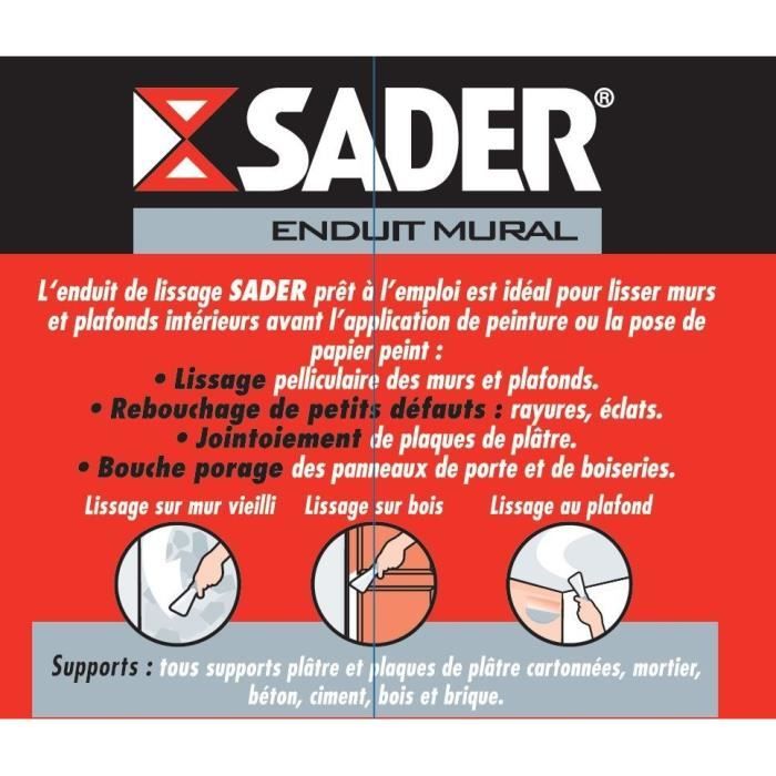 Enduit lisse déco - SADER - 330 g - Blanc - Intérieur - Prêt à l'emploi ...