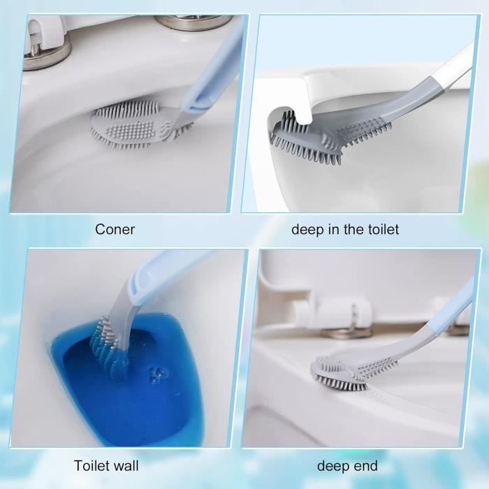 Lot De 2 Brosses De Toilette En Silicone À Long Manche - Pour Coins Et Crevasses[M2493 ...
