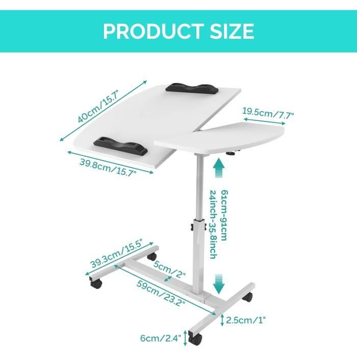 Table de Lit Roulante Inclinable pour Ordinateur Portable - DHHOZAMZ ...