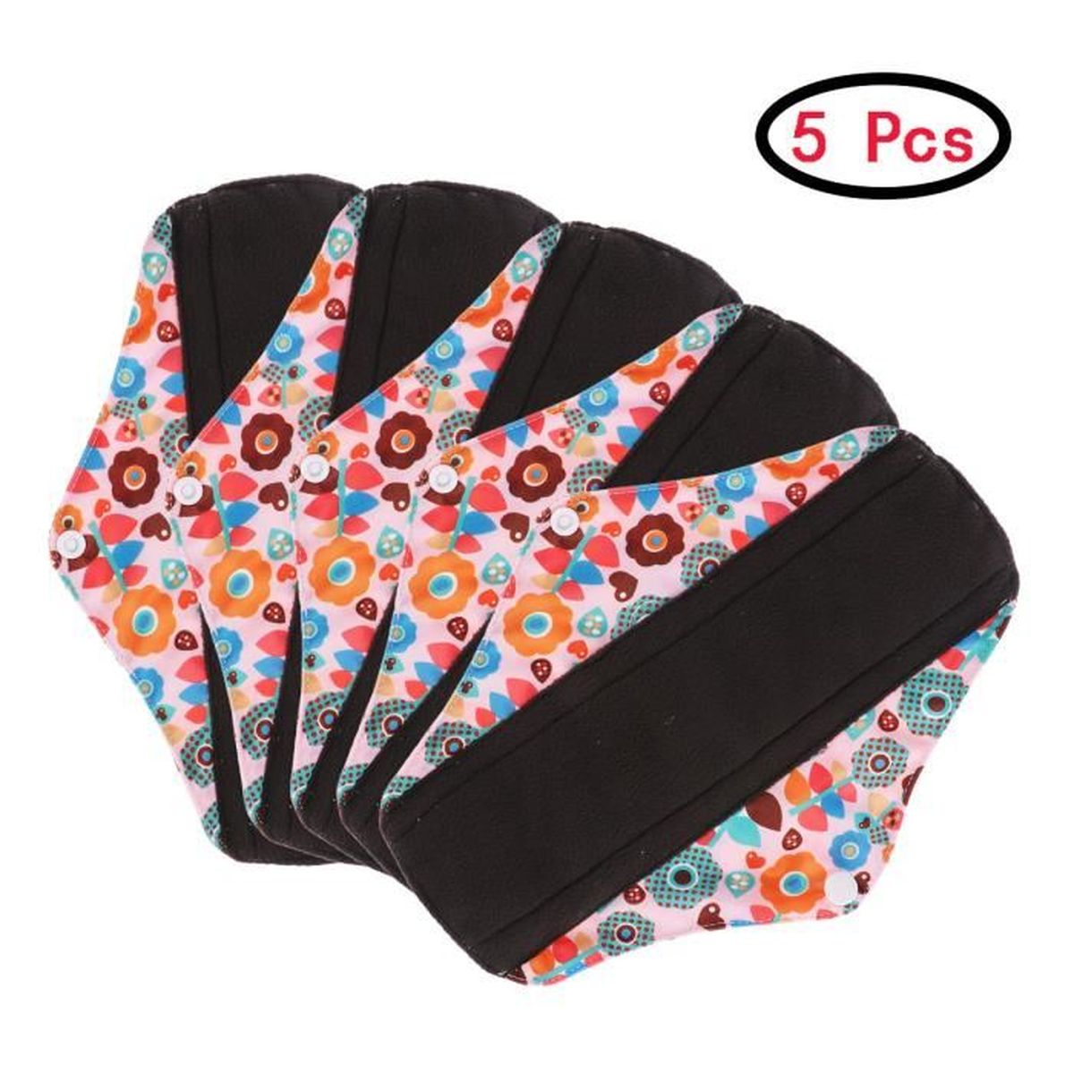 5Pcs Serviette Hygiénique En Tissu Réutilisable Menstruelle Pads ...