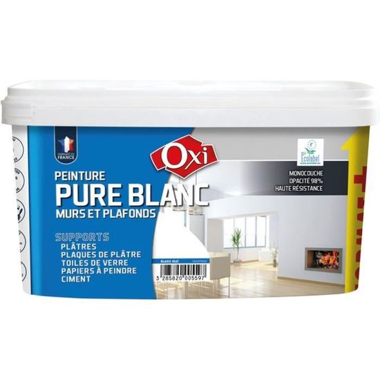 Peinture acrylique - OXI - Monocouche - 2,5 L - Blanc - Finition mat - Cdiscount Bricolage