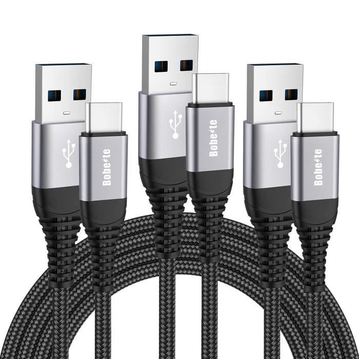 Câble Chargeur USB C Charge Rapide [Lot de 3,0.3M+1M+2M],Cordon Type C ...