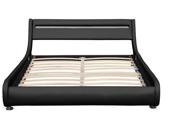 Ava - Lit adulte 140x200 - Sommier + Tête de Lit LED Incurvé + 9 Pieds ...