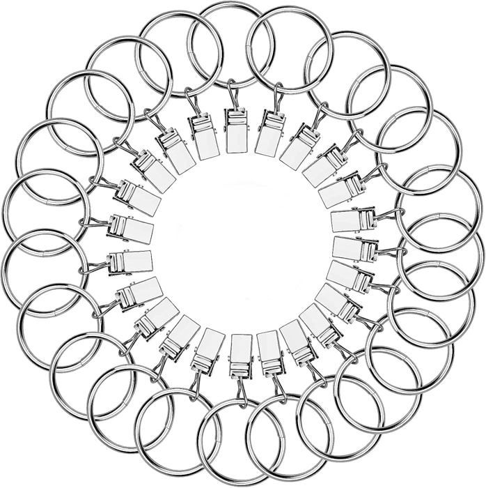 Anneaux pour Rideaux,20 Pièces Anneau de Rideau avec Clips Anneaux de ...