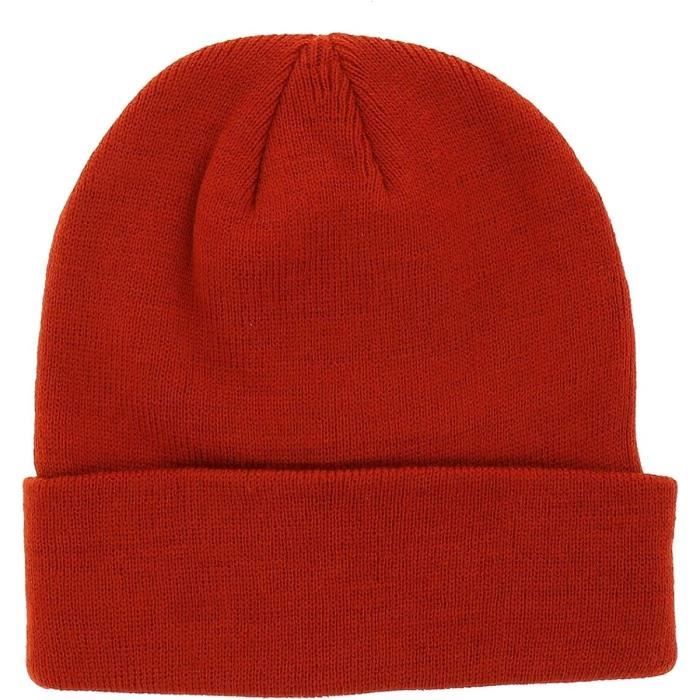 Bonnet Homme Ou Femme Uni - Bonnet Hiver Basic En Maille Sans Pompon ...