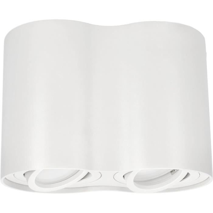 Spot double en saillie SKAND 2 GU10 Luminaire plafonnier rond blanc ...