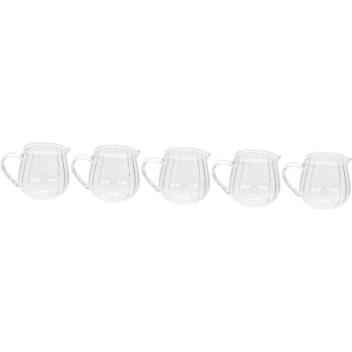 5 Pièces tasse de lait un verre crème à lait Pot verseur en verre Pot à ...