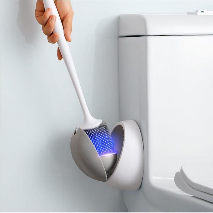 Brosse de Toilette WC en Silicone avec Antibactérienne balayette Soies ...