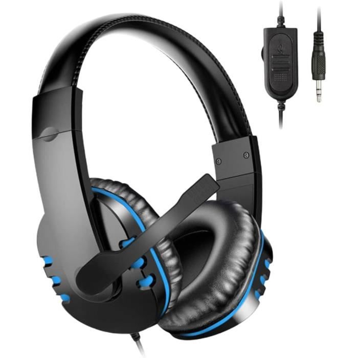 Casque Ergonomique Filaire Contrôle Du Volume Stéréo Écouteurs De Jeu ...