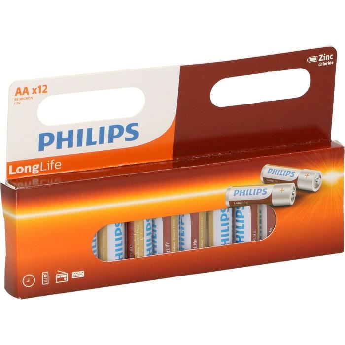 PHILIPS Piles R6 / AA Longlife - 1,5 V Pack de 12 - Cdiscount Jeux - Jouets