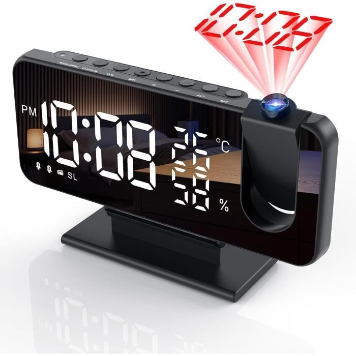 Reveil Projecteur Avec Radio, Horloge Numérique, Radio Reveil Usb Avec ...