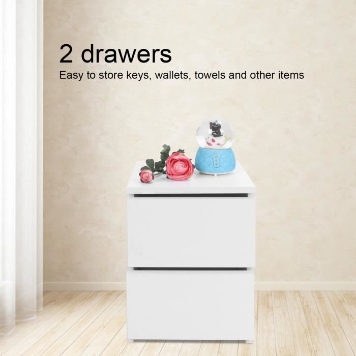 LIS Night Table Particleboard Side Table With 2 Storage Drawers For ...