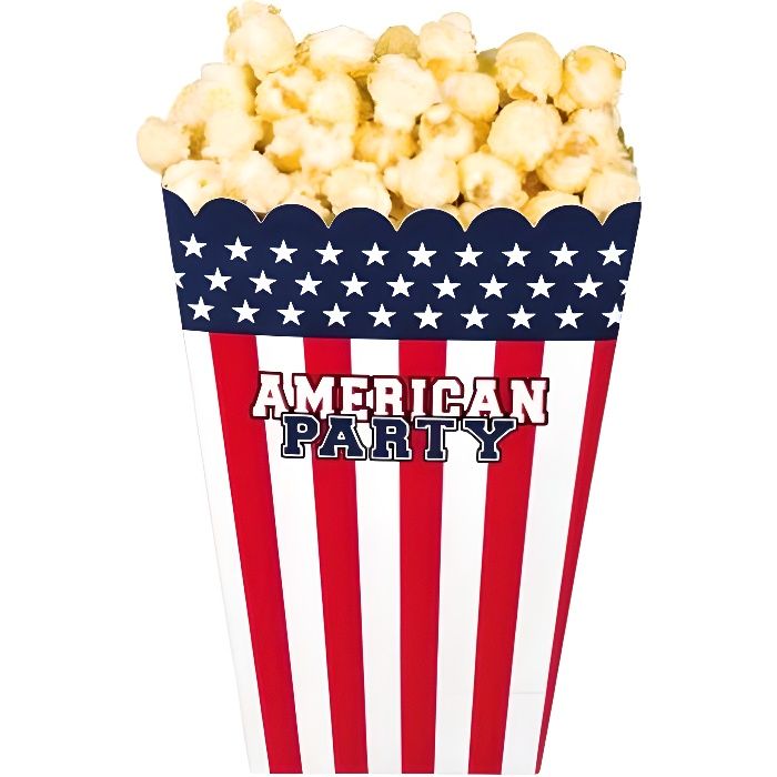 Pots à pop corn - American Party - 4 pièces - Imprimé drapeau américain ...