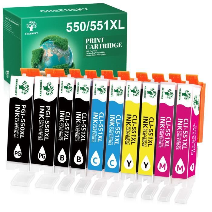 GREENSKY 10 Cartouches Canon PGI 550 XL CLI 551 XL compatible Canon ...