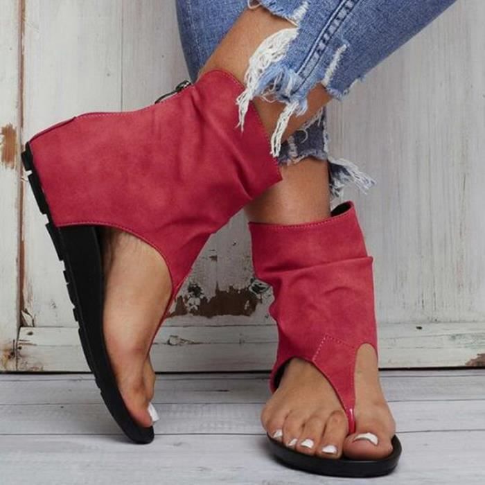 Été romain rétro sandales femmes sandales imprimer chaussures grande ...