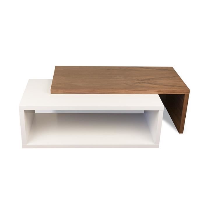 Temahome - Table Basse 90cm "jazz" Blanc Mat & Noyer - Paris Prix ...
