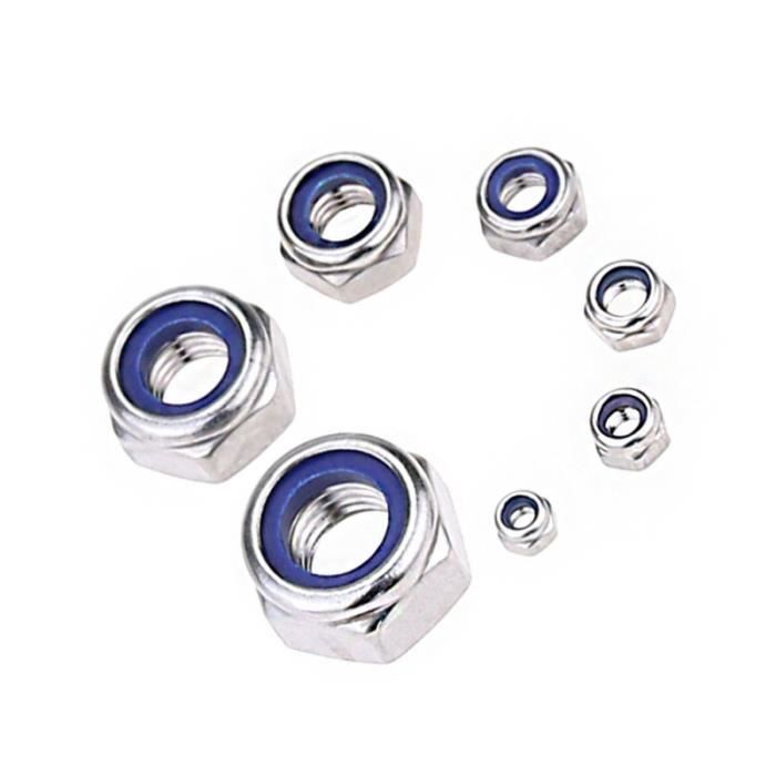 Kit d'assortiment d'écrous de blocage en nylon en acier inoxydable 175pcs pour écrou de à VIS ...