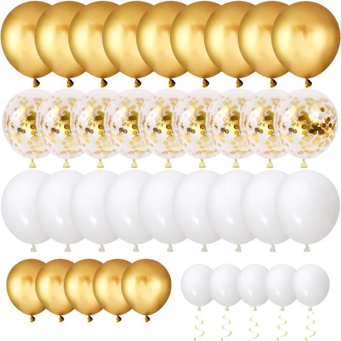Ballon Or Anniversaire, 70 Pièces Ballon Or Blanc Métalliques Doré ...