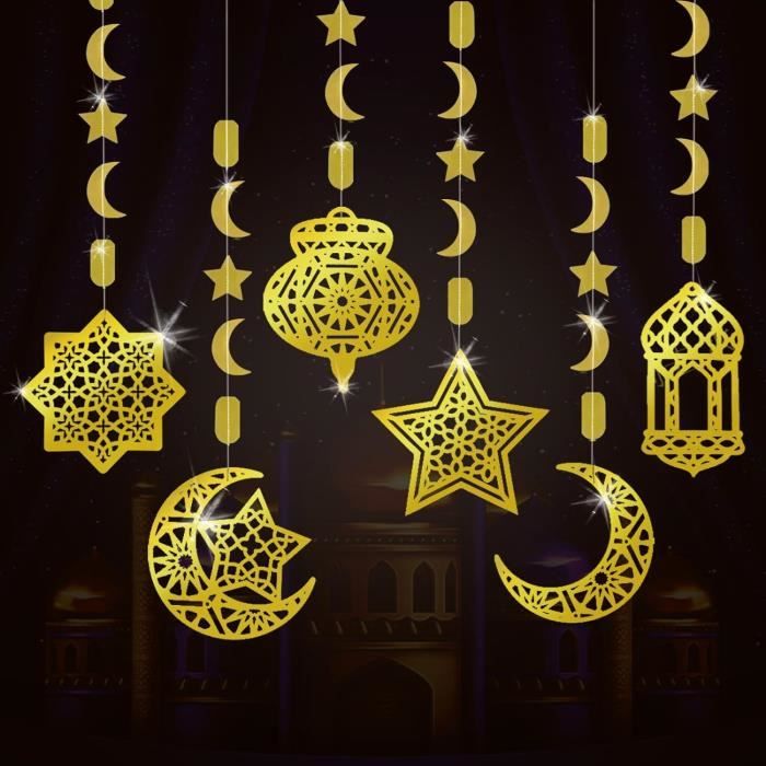 Decoration Aïd Mubarak, 6Pcs Aid Moubarak Decoration Lanterne Lune ...