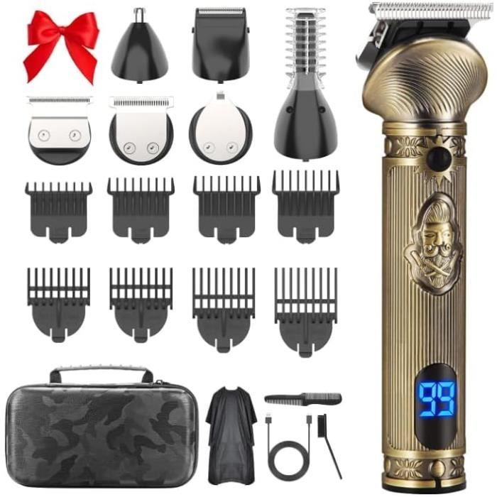 Tondeuse Barbe Cheveux Hommes, Rasoir Electriques Nez Professionnel, Kit De Tondeuse À Barbe 6 ...