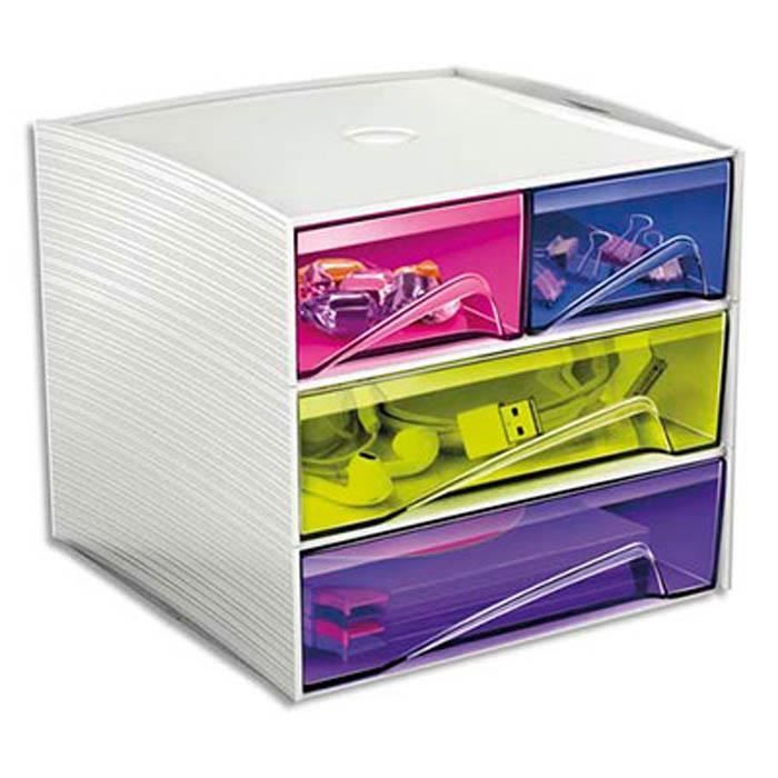 Bloc de rangement 2 tiroirs, 4 compartiments. Dim: L18,6 x P18,5 x H17 ...