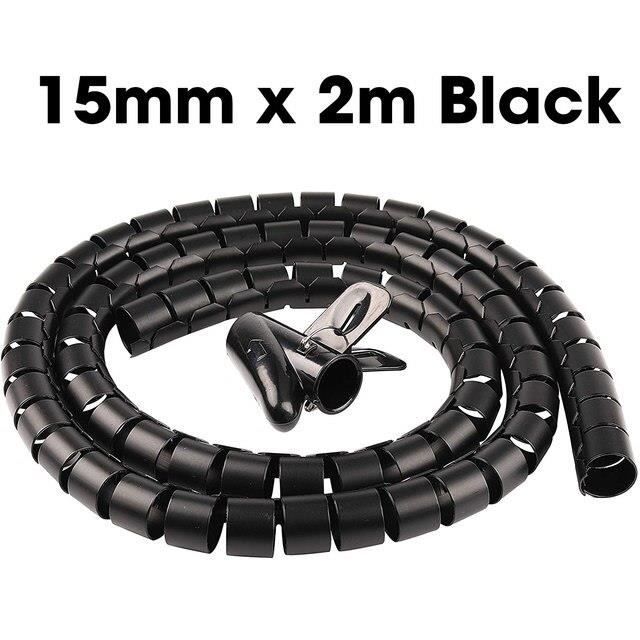 ACCESSOIRES POUR CABLE,15mm x 2m Black--protecteur de câbles en spirale ...