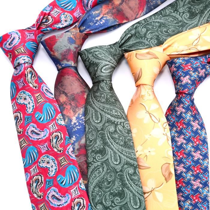 YS-007 - Cravate à motif imprimé pour homme, 7CM, en Polyester, motif ...