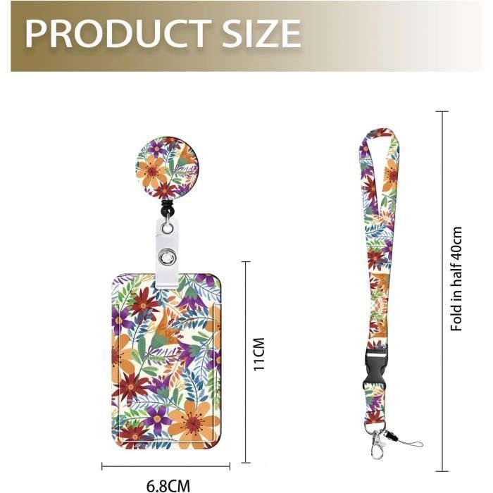 Collier Porte Carte, Porte Badge, Porte Badge Tour De Cou (Motif Fleur ...