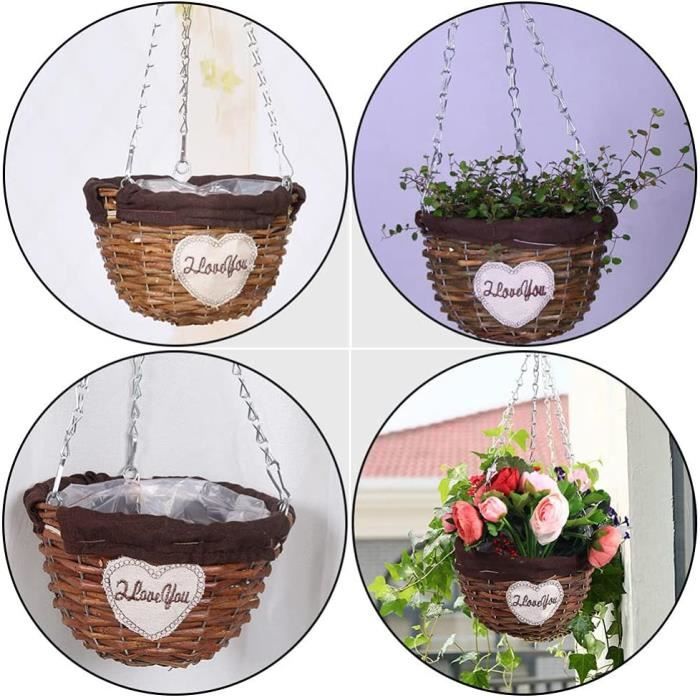 1 Pc Pot De Fleur Suspendu en Paille Pots De Fleurs Au Plafond Panier ...
