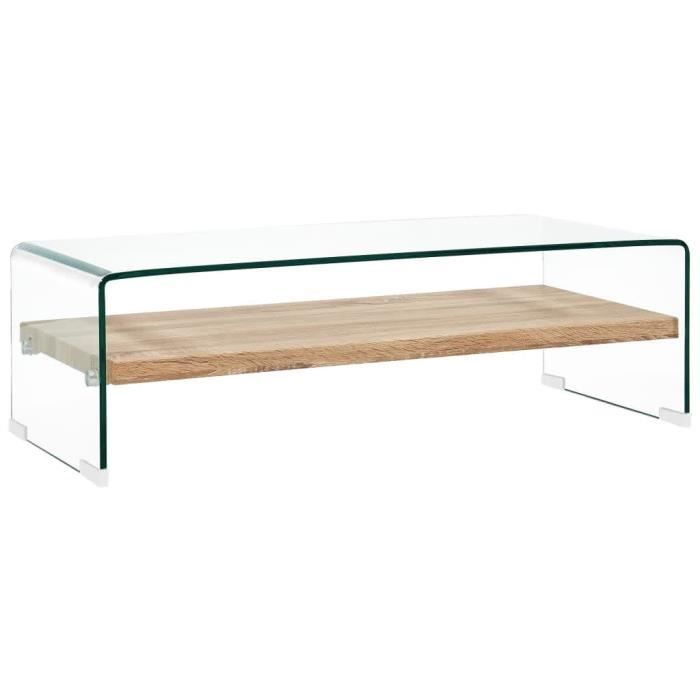 Table basse en verre trempé - Maison - Clair 98x45x31 cm - Transparent ...