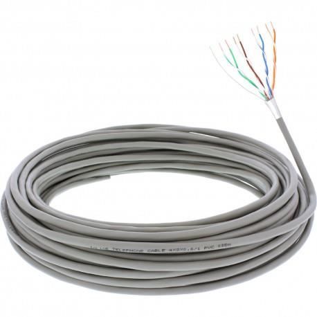Câble téléphone InLine® 8 fils, 4x2x0,6mm, pour installation, 25m ...