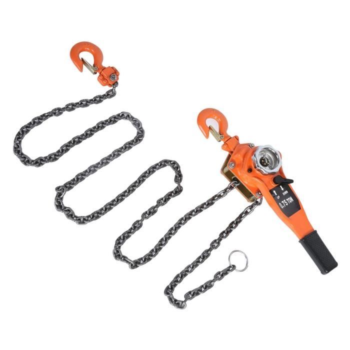 GOTOTOP levage manuel de bloc 0.75t couleur orange palan à chaîne palan ...