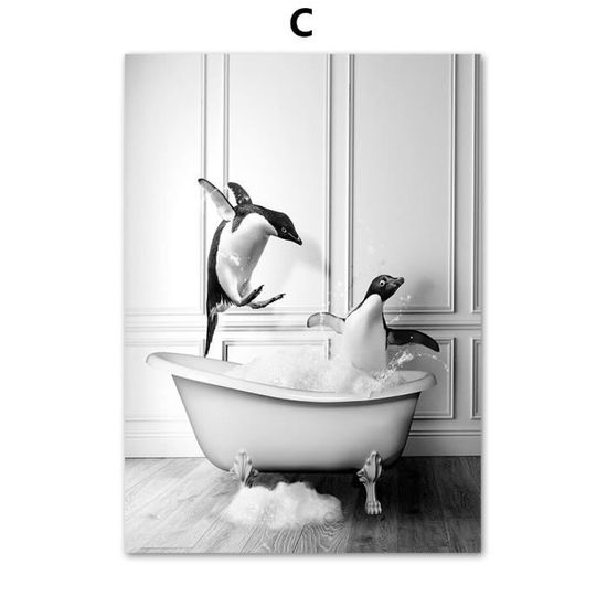 Tableau - Décoration murale - Animaux - Pingouin, Girafe, Éléphant ...