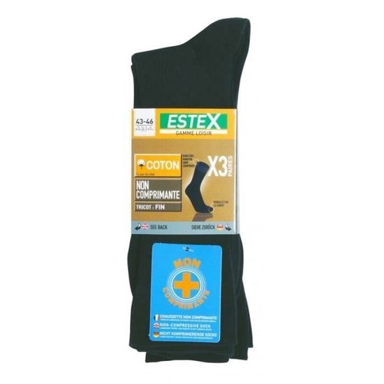 Chaussettes coton Estex Soft - noir Noir - Cdiscount Prêt-à-Porter
