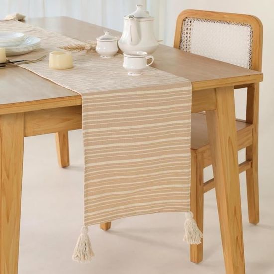 Chemin De Table Rustique En Coton De Style Rustique Avec Pampilles De ...