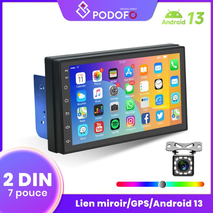 Android 13 Autoradio 2-Din 7 » avec Bluetooth GPS Navigation Récepteur ...