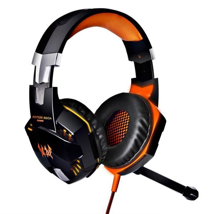 Casque Gaming Micro G2000 Filaire PC Headset Basse Stro LED Lumire ...