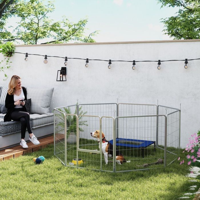 Parc pour chien enclos chien 8 panneaux modulable pliable acier avec ...