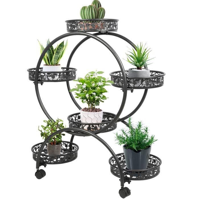 Support pour plantes en fer AGNESG - Noir - 51*32*78cm - 6 étagères ...