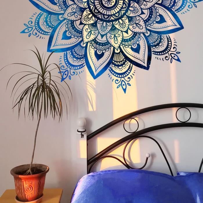 ® Sticker Mural - Motif Mandala - Bleu Et Noir - 78 X 40 Cm (L X H ...