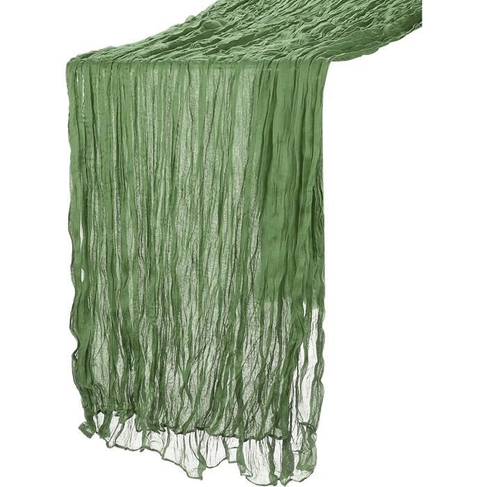 Chemin de table en étamine - Mariage - 89 x 334 cm - Vert - Rustique ...